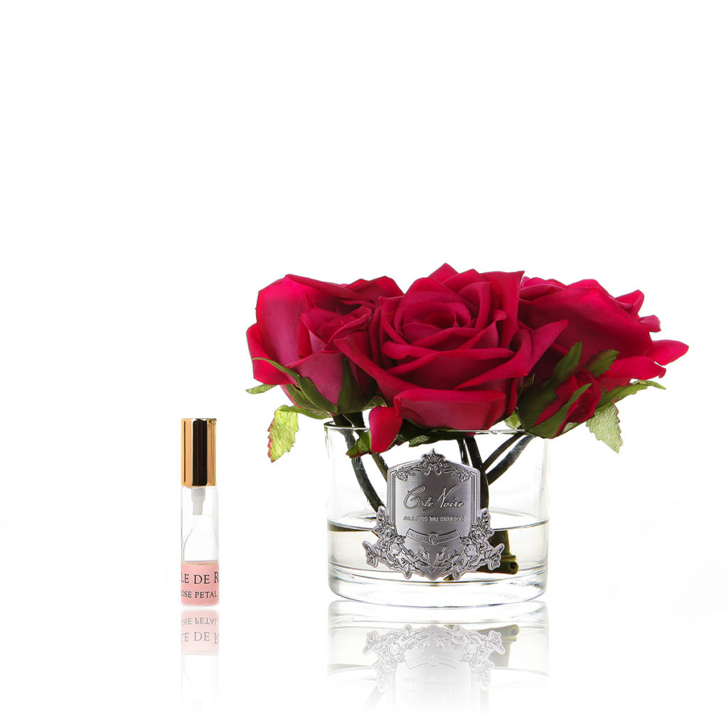 Five perfumed roses, carmine red Cote Noire - Decorcasa Shop